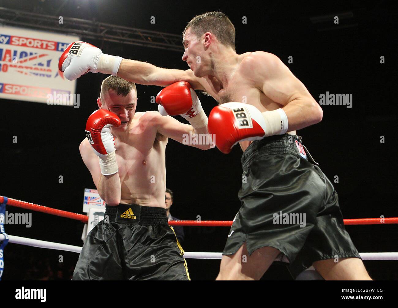 Martin Welsh (black shorts) defeats Terry Fletcher in a Welterweight ...