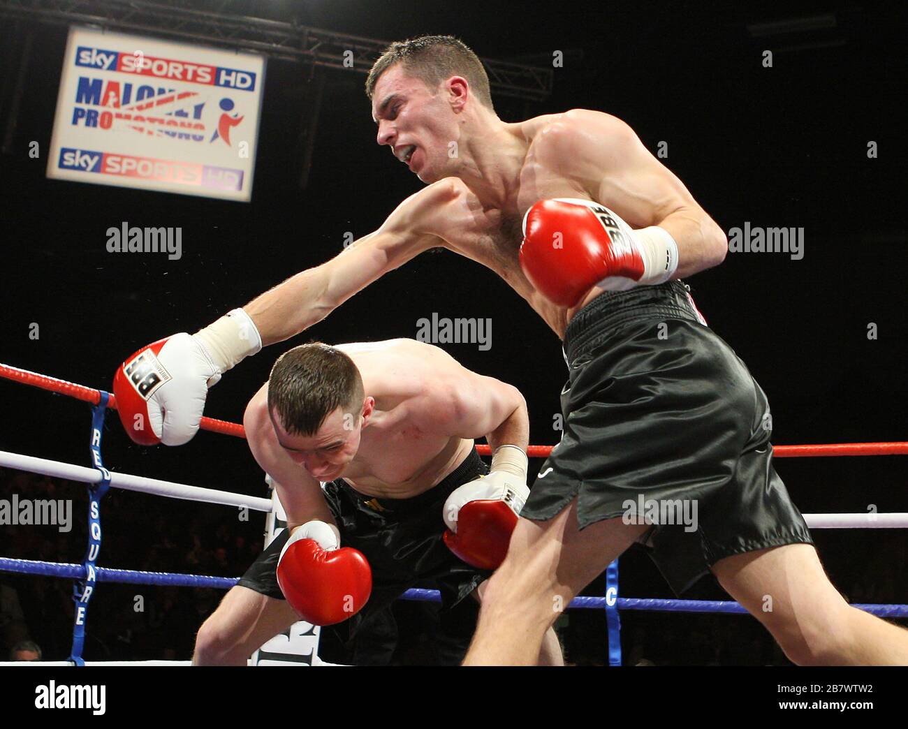 Martin Welsh (black shorts) defeats Terry Fletcher in a Welterweight ...