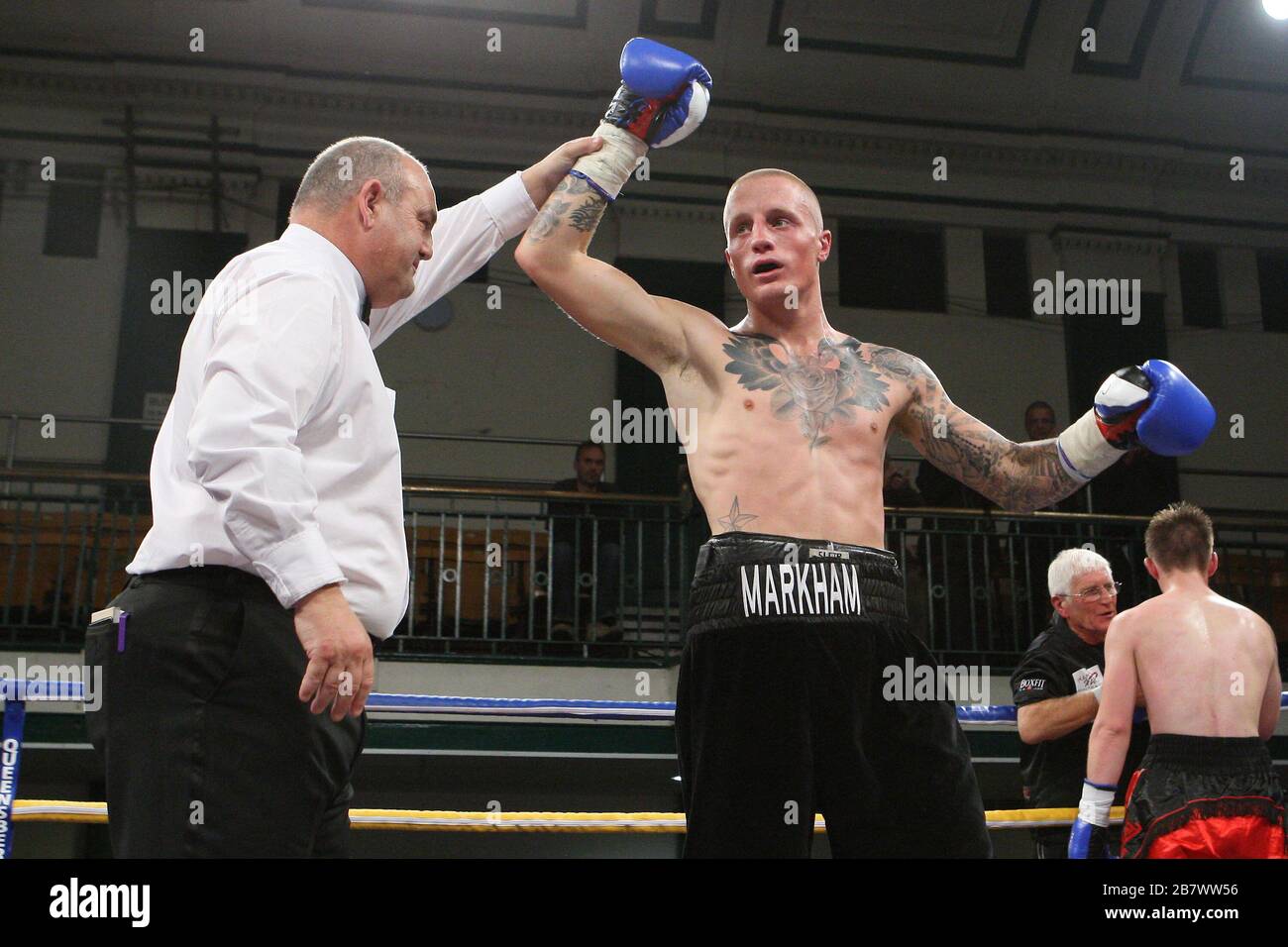 Lee Markham (black shorts) defeats Aaron Fox in a Light-Middleweight ...