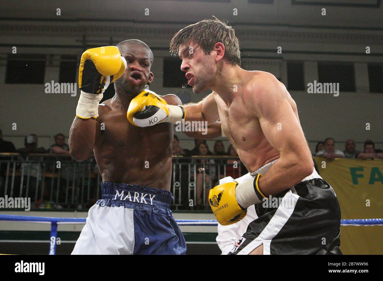 Danny Davis (black shorts) defeats Mark McKray in a Light-Welterweight ...