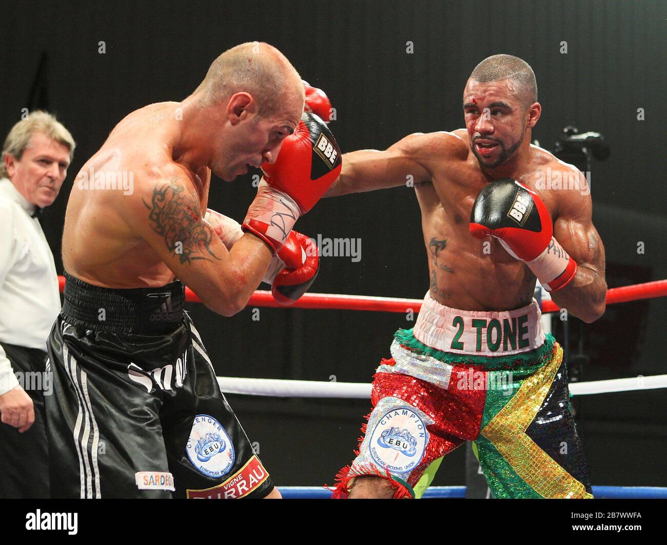 Rendall Munroe (multicololoured shorts, the Boxing Binman) defeats ...