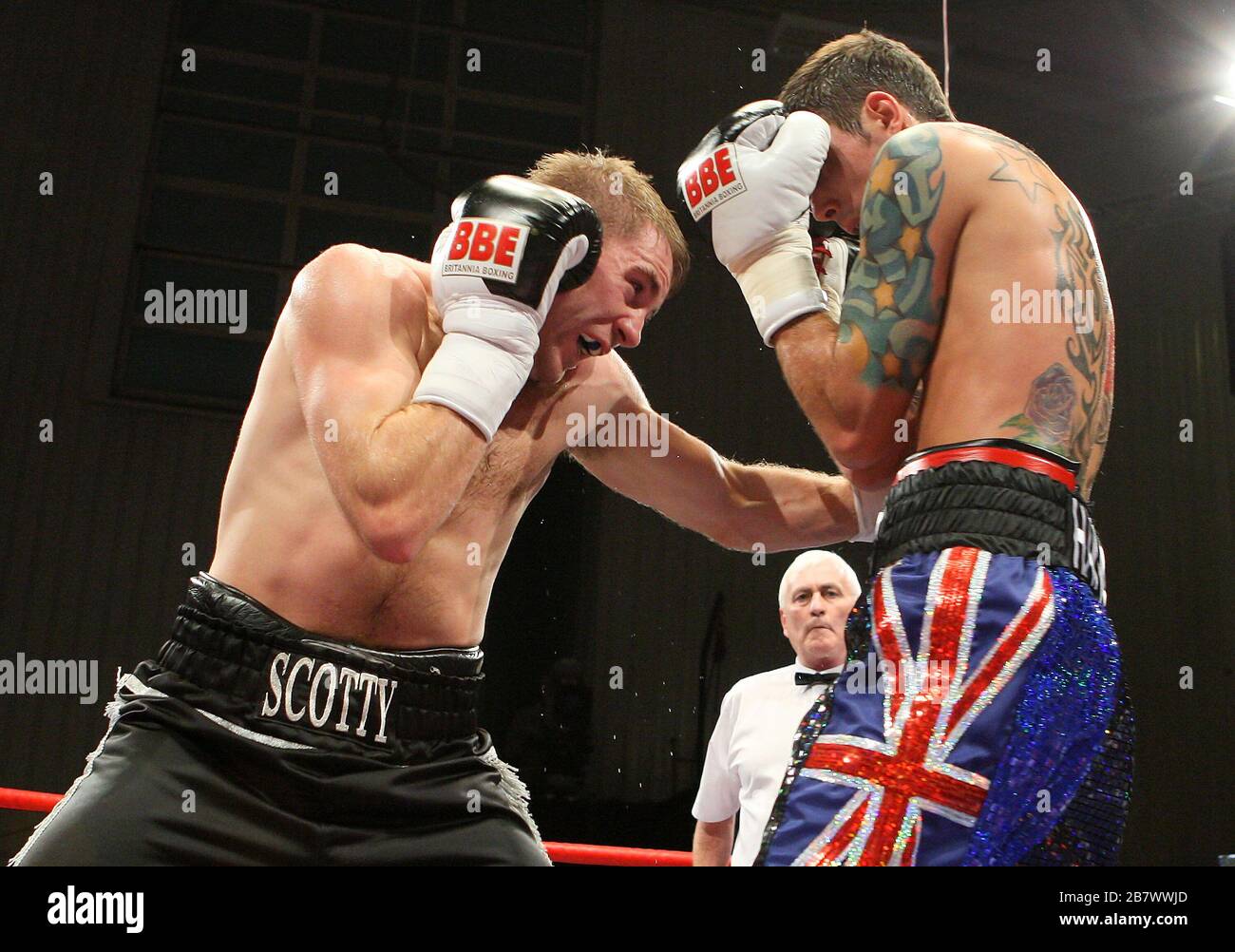 Scott Woolford (black shorts) defeats Scott Haywood in a Welterweight ...