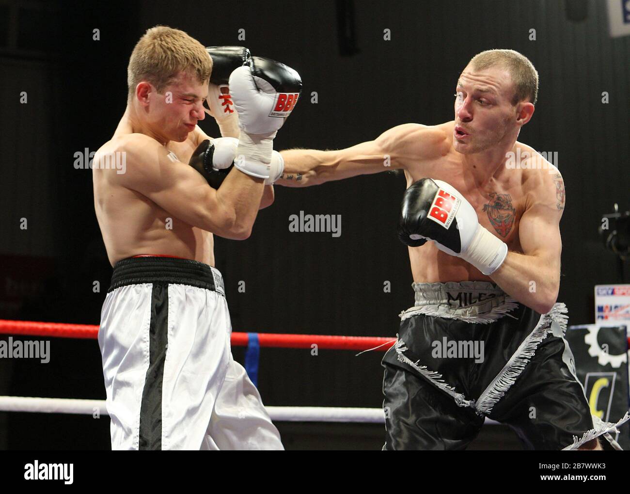 Dale Miles (black shorts) defeats Janis Chernouskis in a Welterweight ...