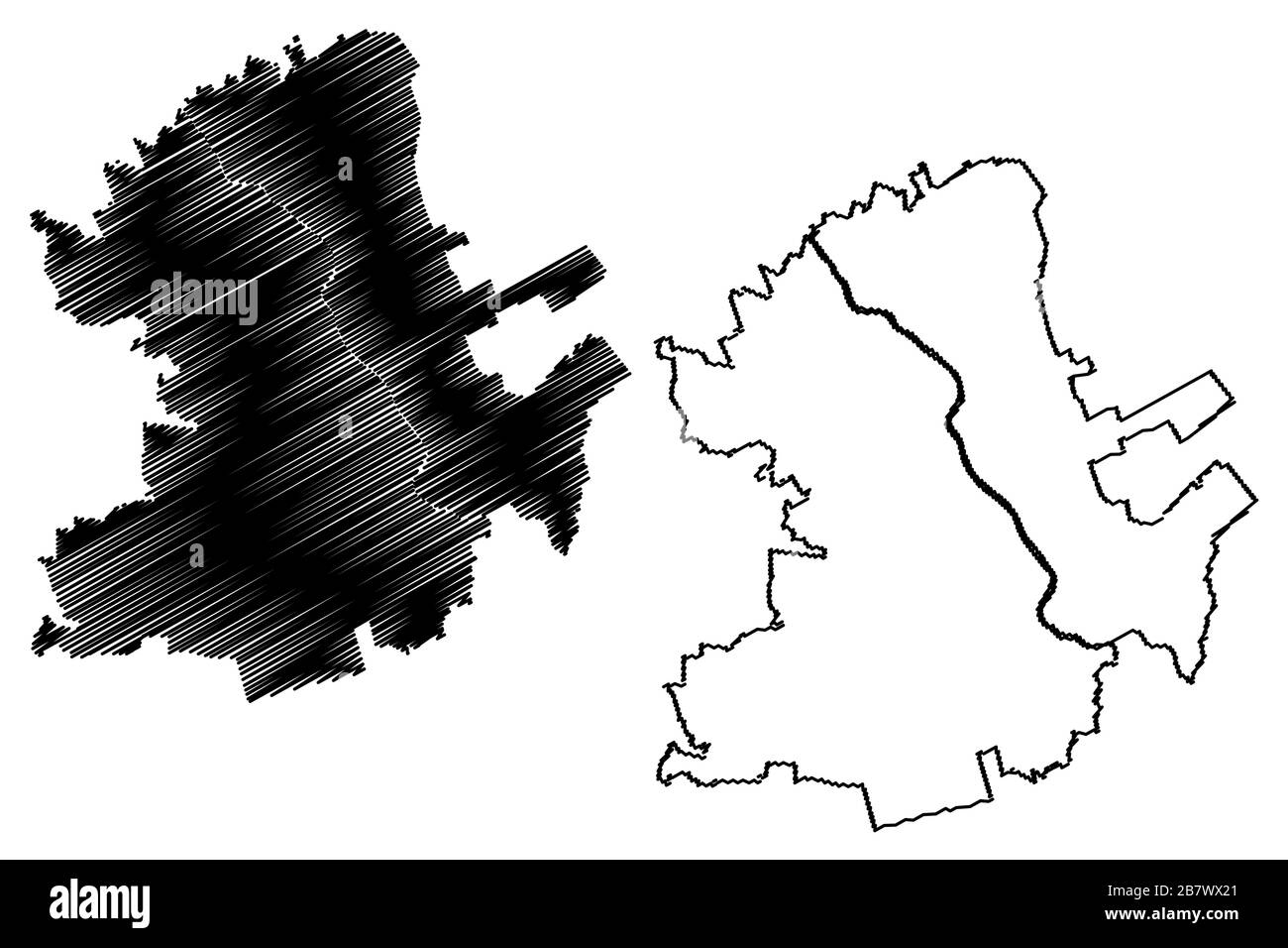 Hamilton City (New Zealand, North Island) map vector illustration ...