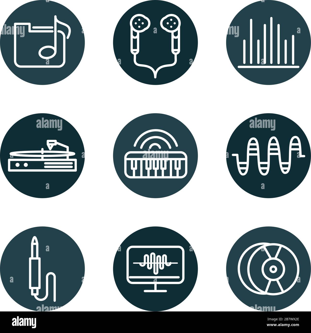 sound audio volume music block style icons set vector illustration ...