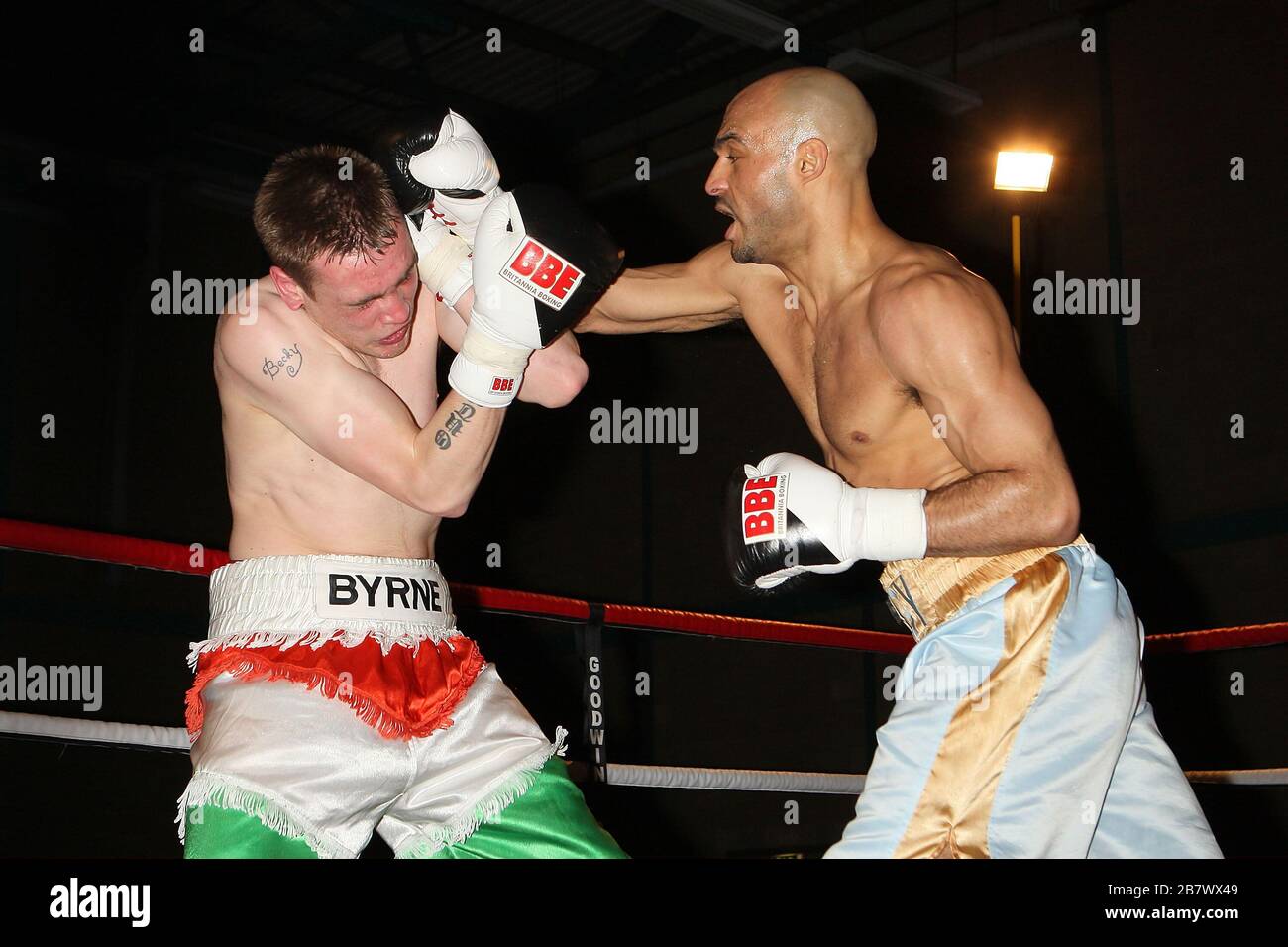 Kris AgyeiDua (light blue shorts) defeats Louis Byrne in a Middleweight ...