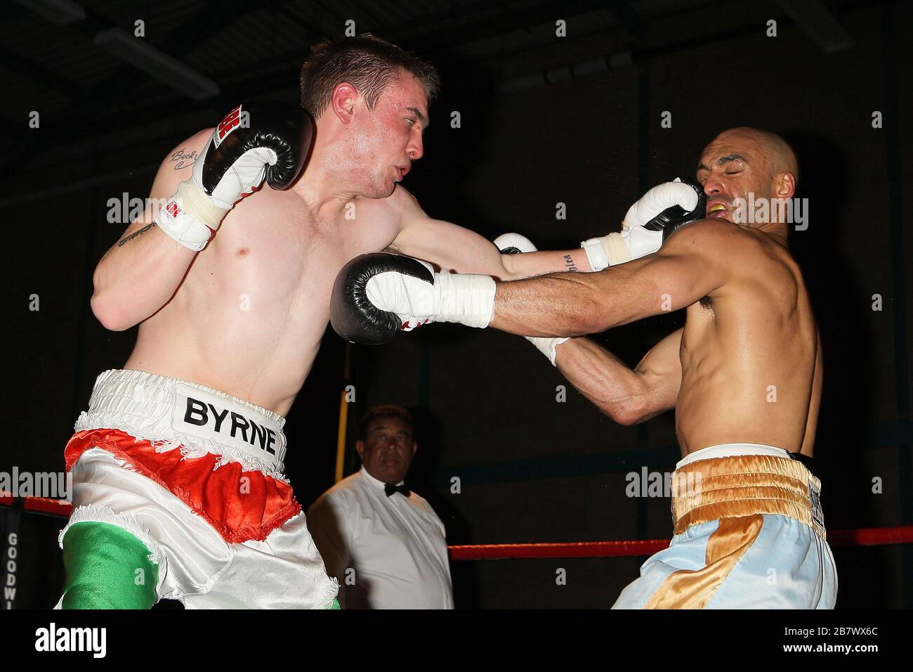 Kris AgyeiDua (light blue shorts) defeats Louis Byrne in a Middleweight ...