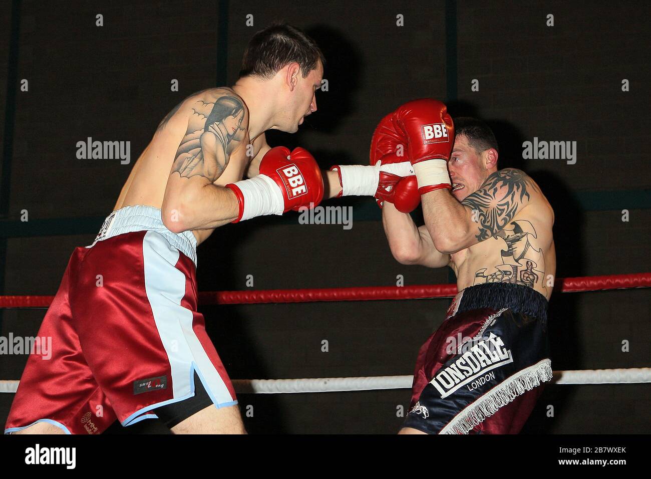 Danny Brown (claret/light blue shorts) defeats Ian Jackson in a ...