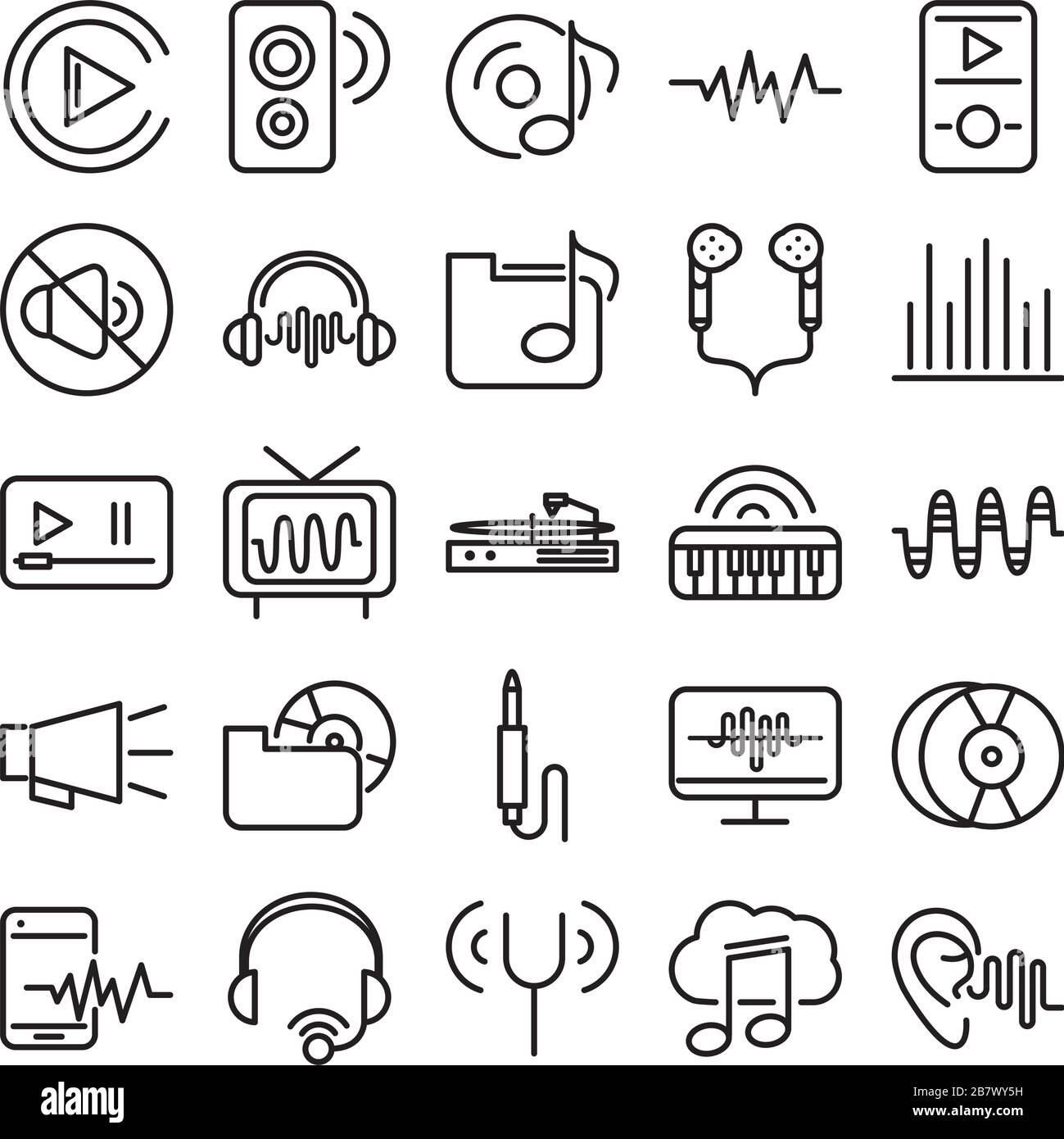 sound audio volume music line style icons set vector illustration Stock ...