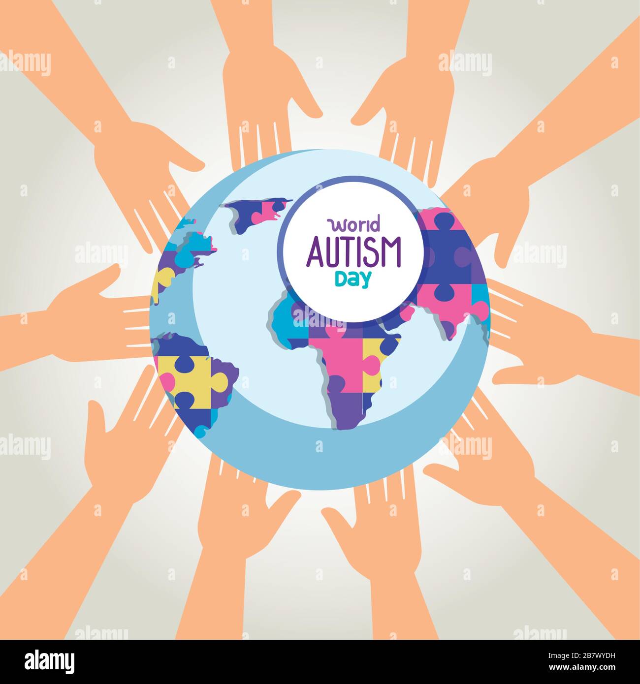 world autism day and world planet with hands Stock Vector Image & Art ...