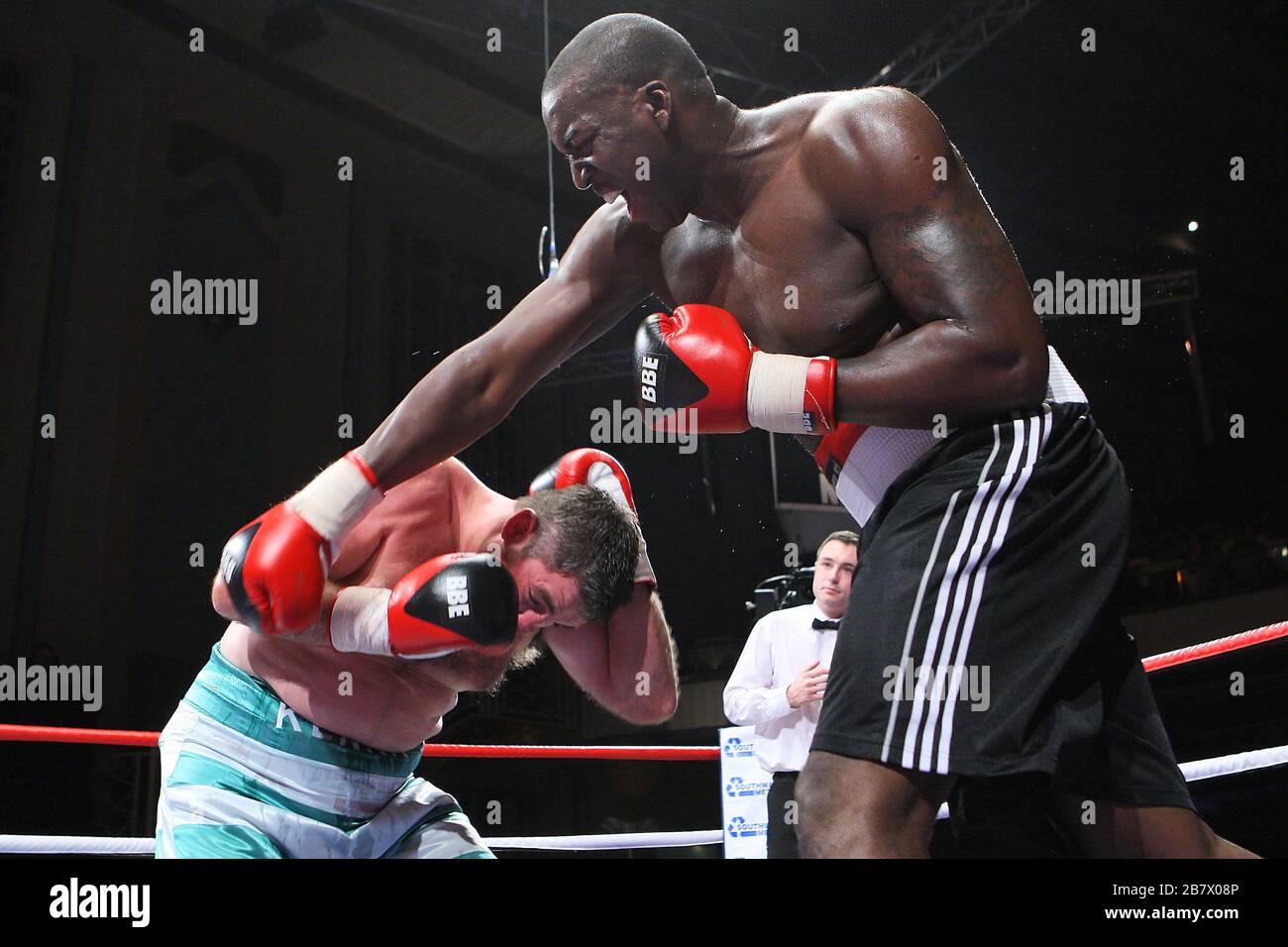 Damian Campbell (black shorts) draws with Colin Kenna in a Heavyweight ...