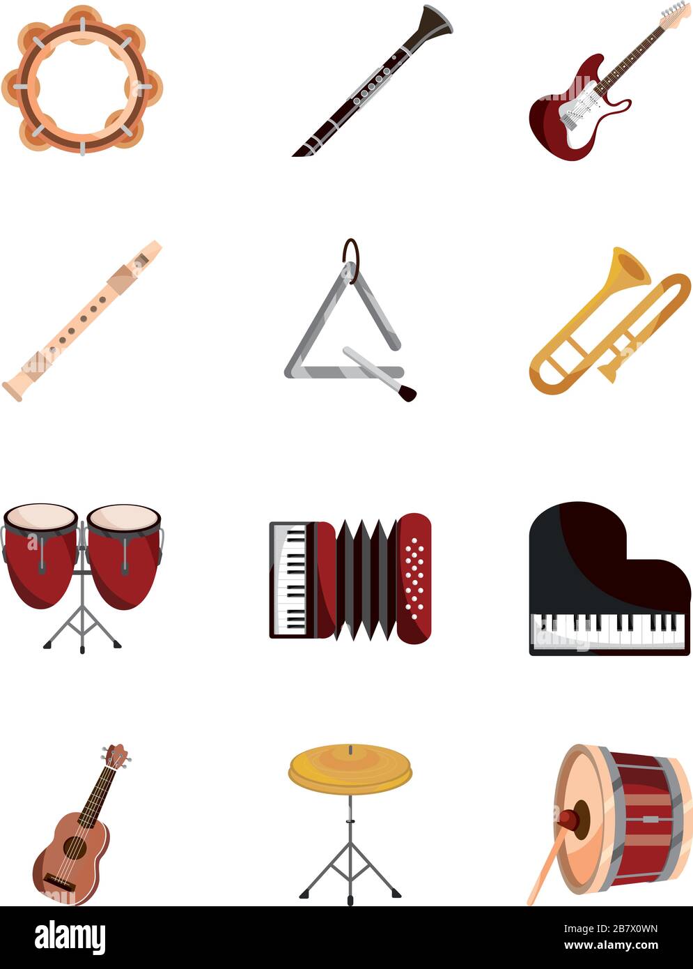 musical instruments string wind percussion icon set vector illustration ... musical instruments string wind percussion icon set vector illustration ...