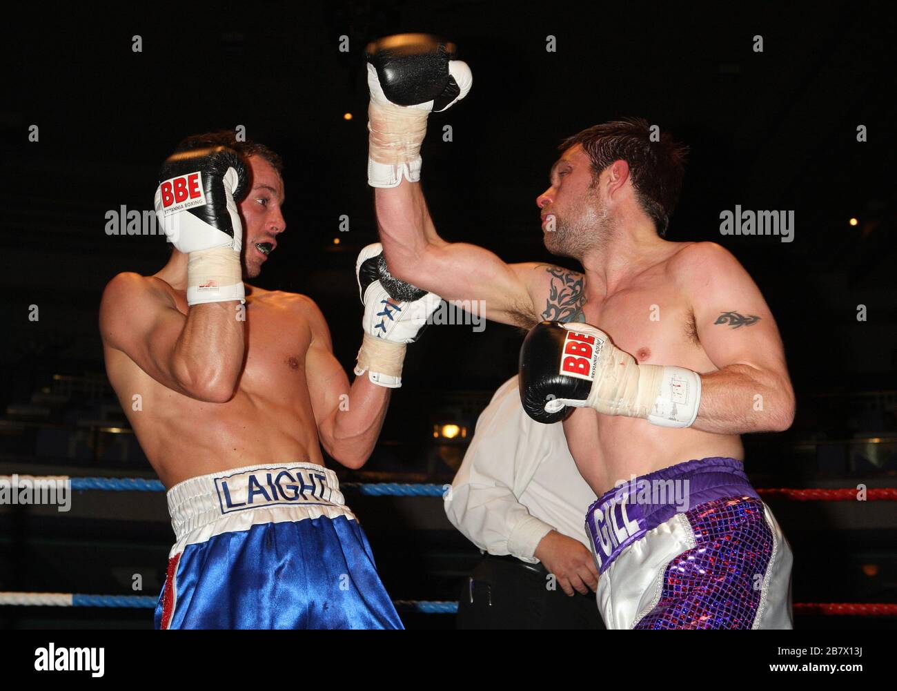 Phil Gill (white/purple shorts) defeats Kristian Laight in Welterweight ...