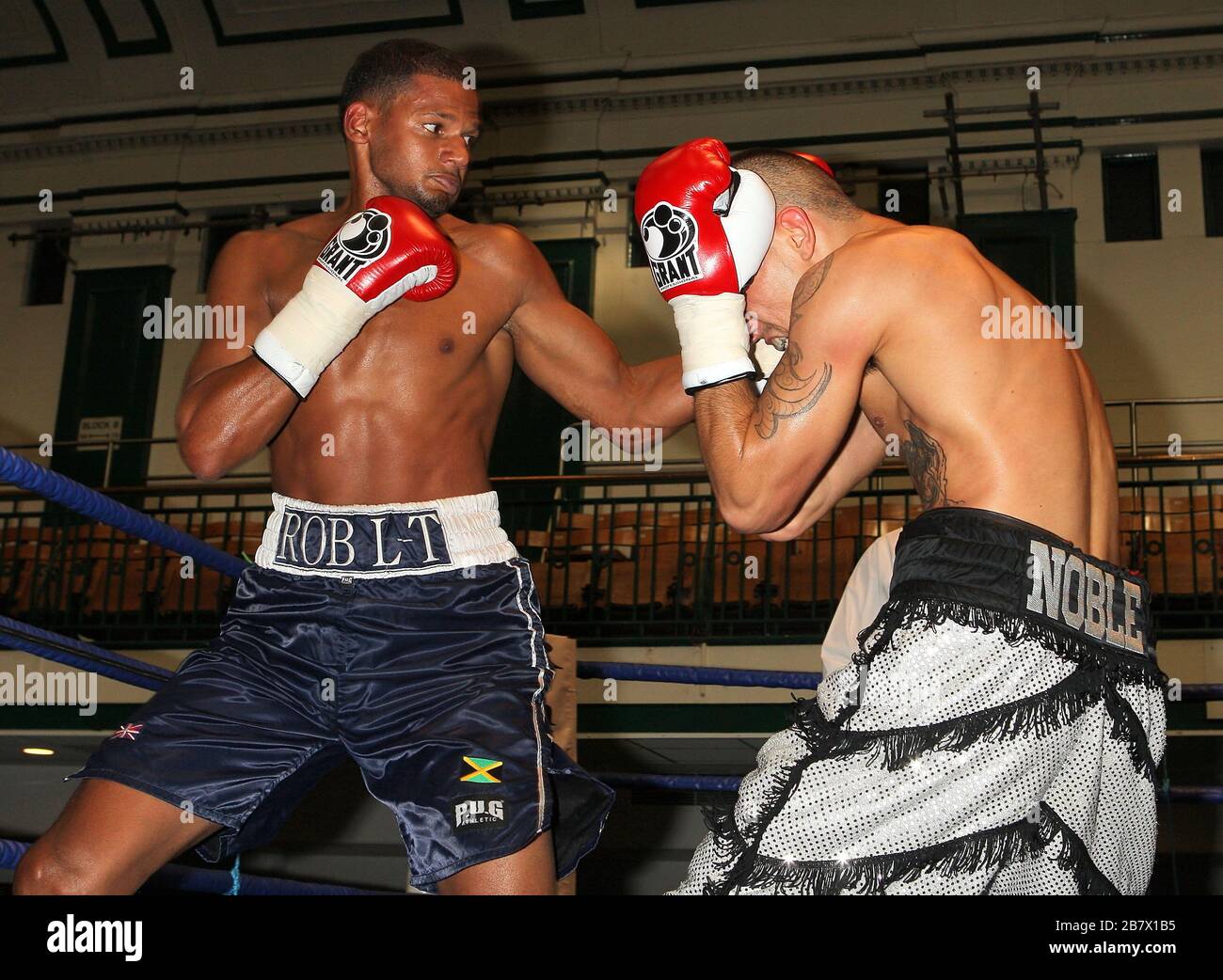 Robert Lloyd Taylor (dark blue shorts) defeats Lee Noble in a ...