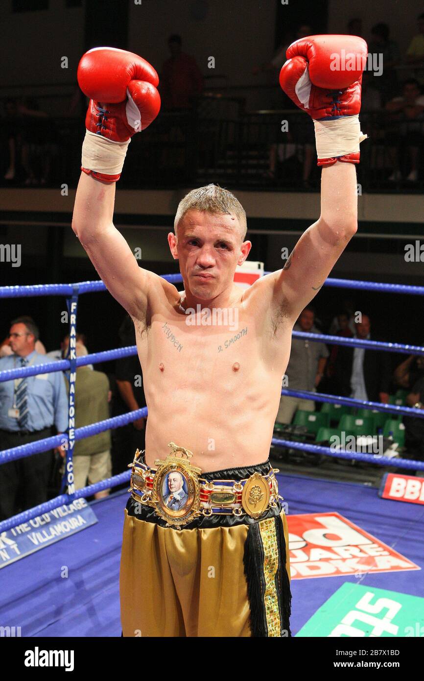 Jason Booth (Nottingham, gold shorts) defeats Rocky Dean (Thetford ...