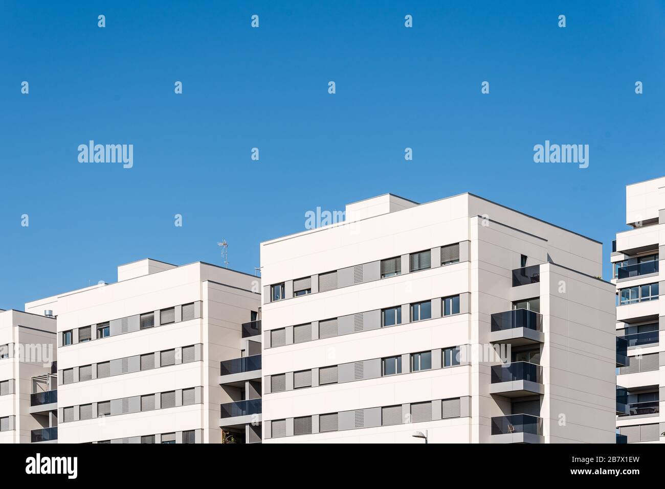 Madrid, Spain - August 31, 2019: Modern residential building against ...