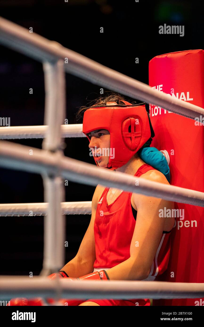 London, UK. 14-03-20. Cristina-Paula Cosma (ROU) RED fights Aneta ...