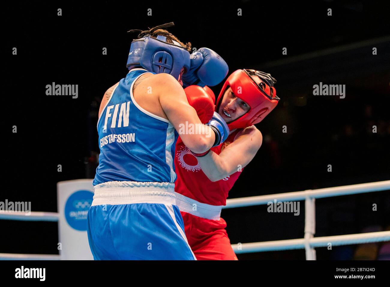 London, UK. 14-03-20. Aleksandra Rapaic (SRB) RED fights Elina Orvokki ...