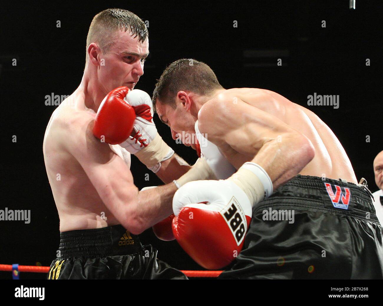 Martin Welsh (black shorts) defeats Terry Fletcher in a Welterweight ...