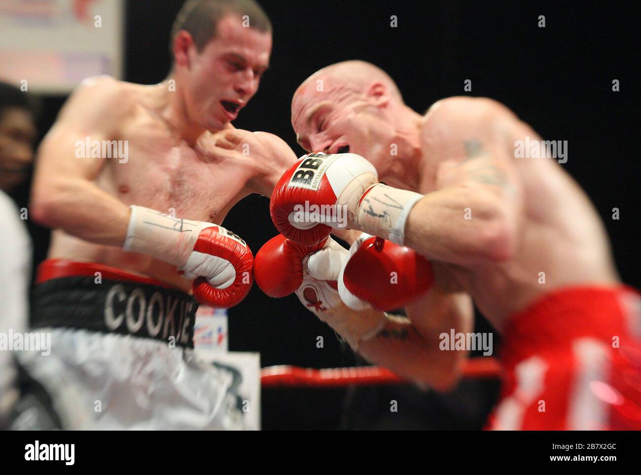 Ben Murphy (red shorts) defeats Lee Cook in a Lightweight boxing ...
