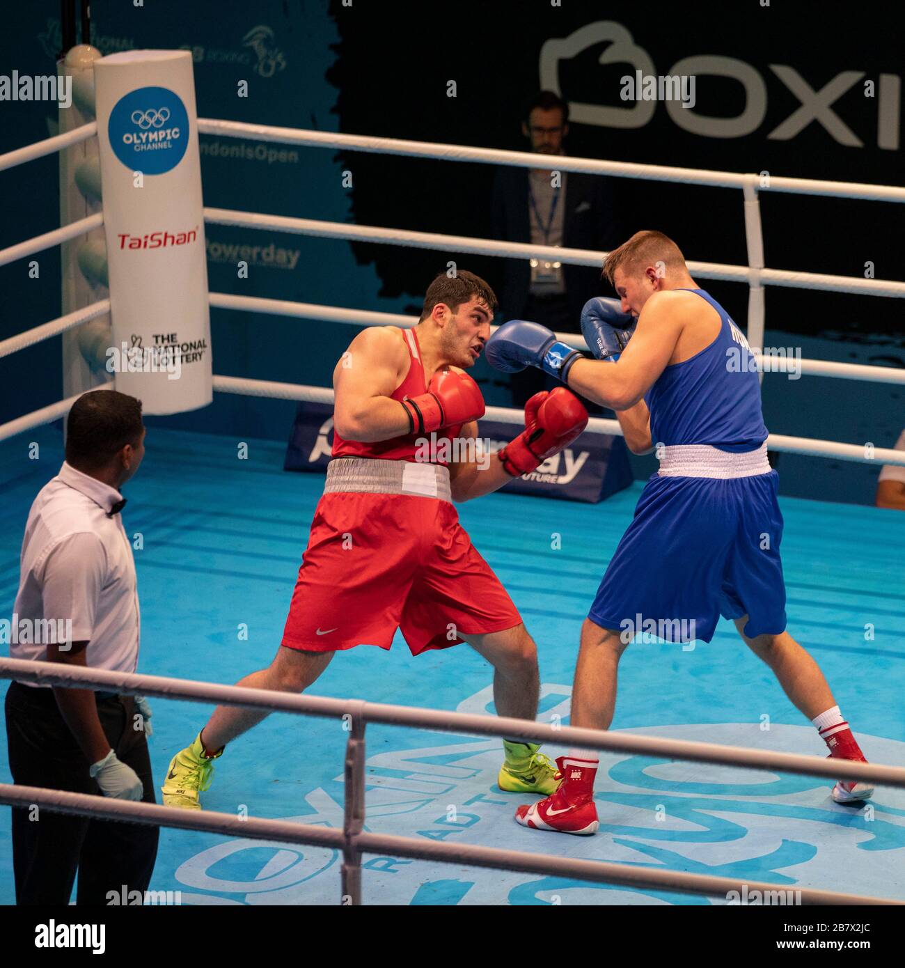 London, UK. 15-03-20. Narek Manasyan (ARM) RED fights Adam Hamori (HUN ...