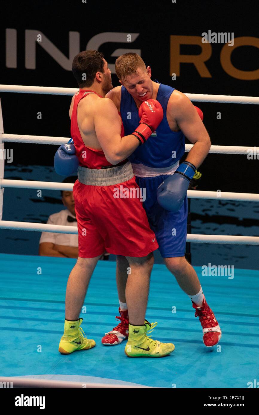 London, UK. 15-03-20. Narek Manasyan (ARM) RED fights Adam Hamori (HUN ...