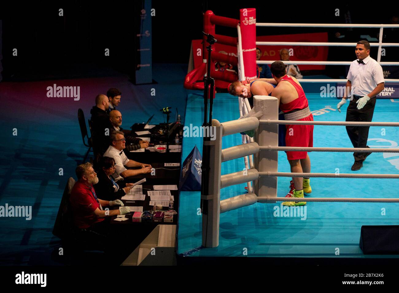 London, UK. 15-03-20. Narek Manasyan (ARM) RED fights Adam Hamori (HUN ...