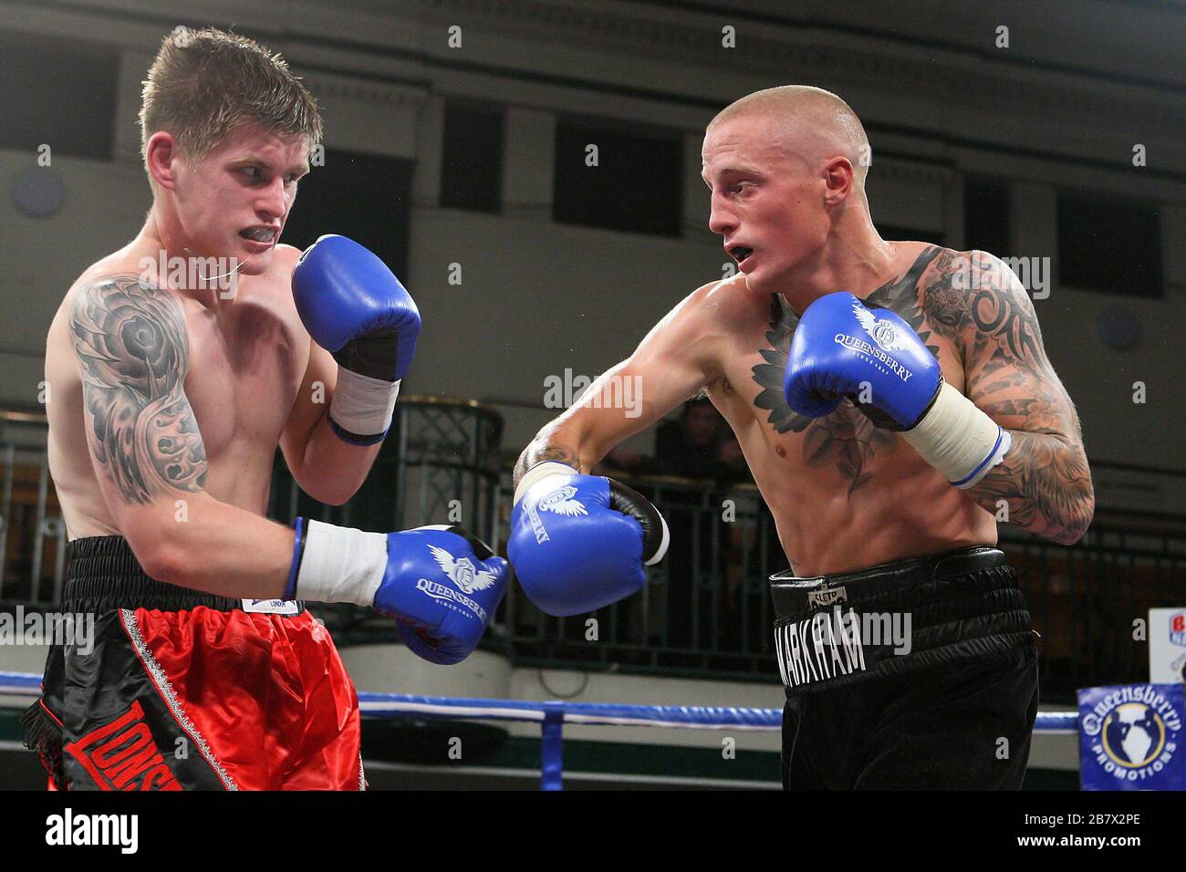 Lee Markham (black shorts) defeats Aaron Fox in a Light-Middleweight ...