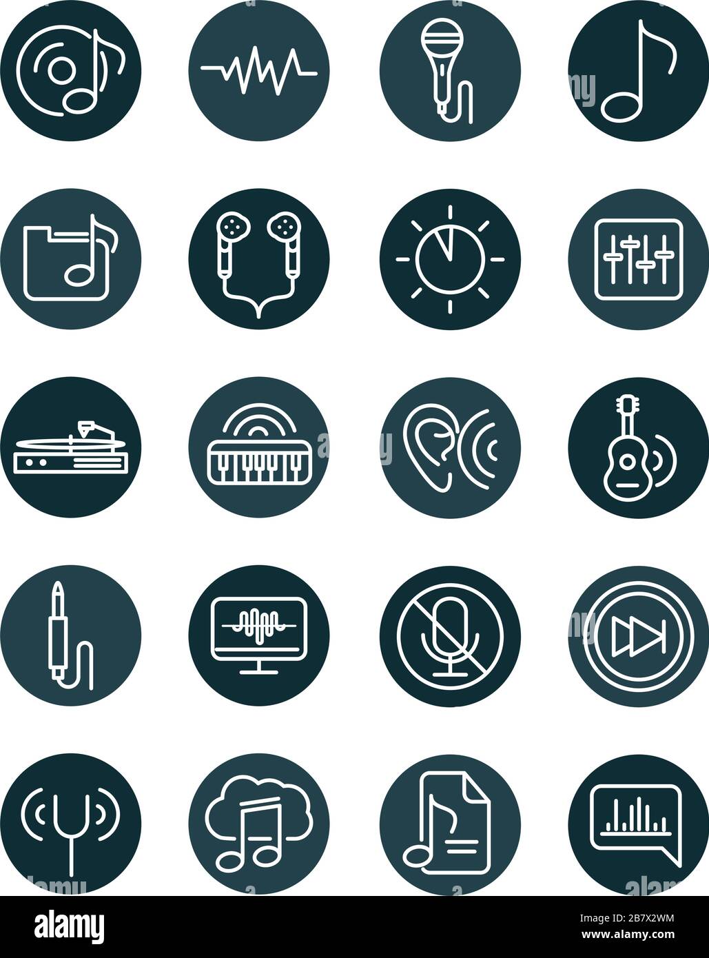 sound audio volume music block style icons set vector illustration ...