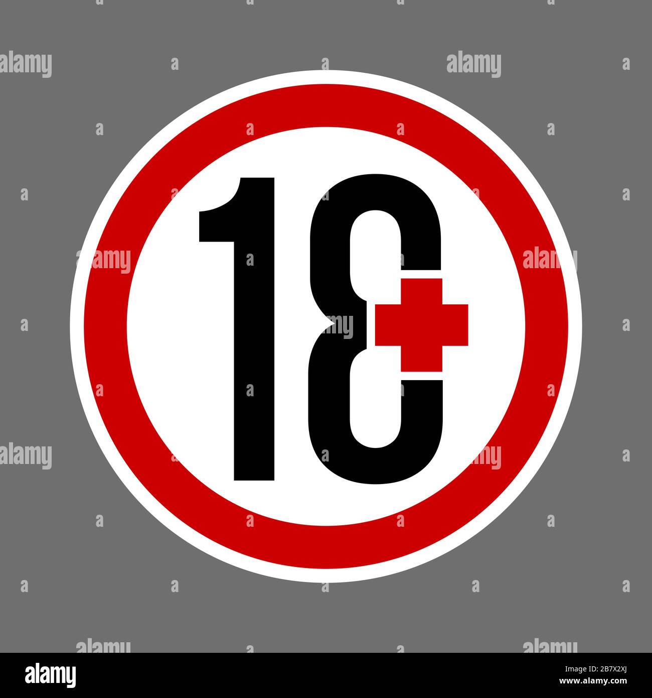18 plus sign. Sign content for adults. Round buttons with age ...
