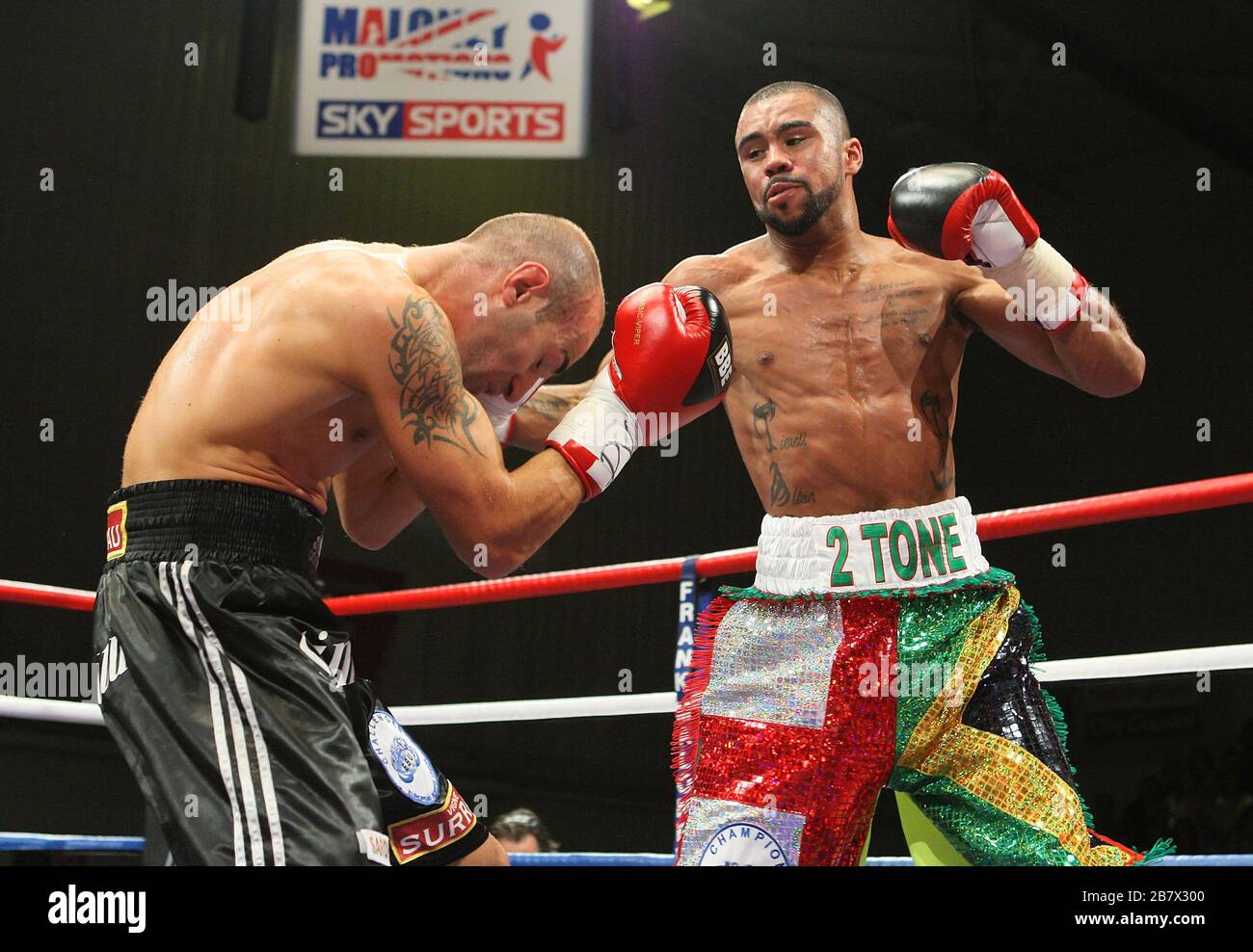 Rendall Munroe (multicololoured shorts, the Boxing Binman) defeats ...