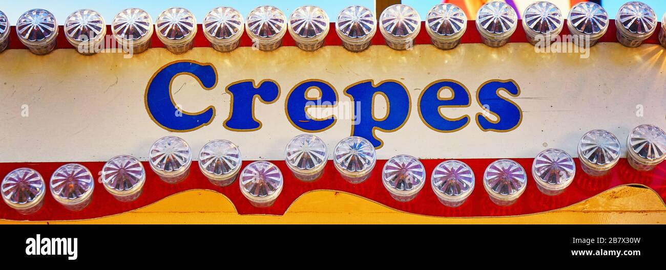 Vintage crepe sign hi-res stock photography and images - Alamy