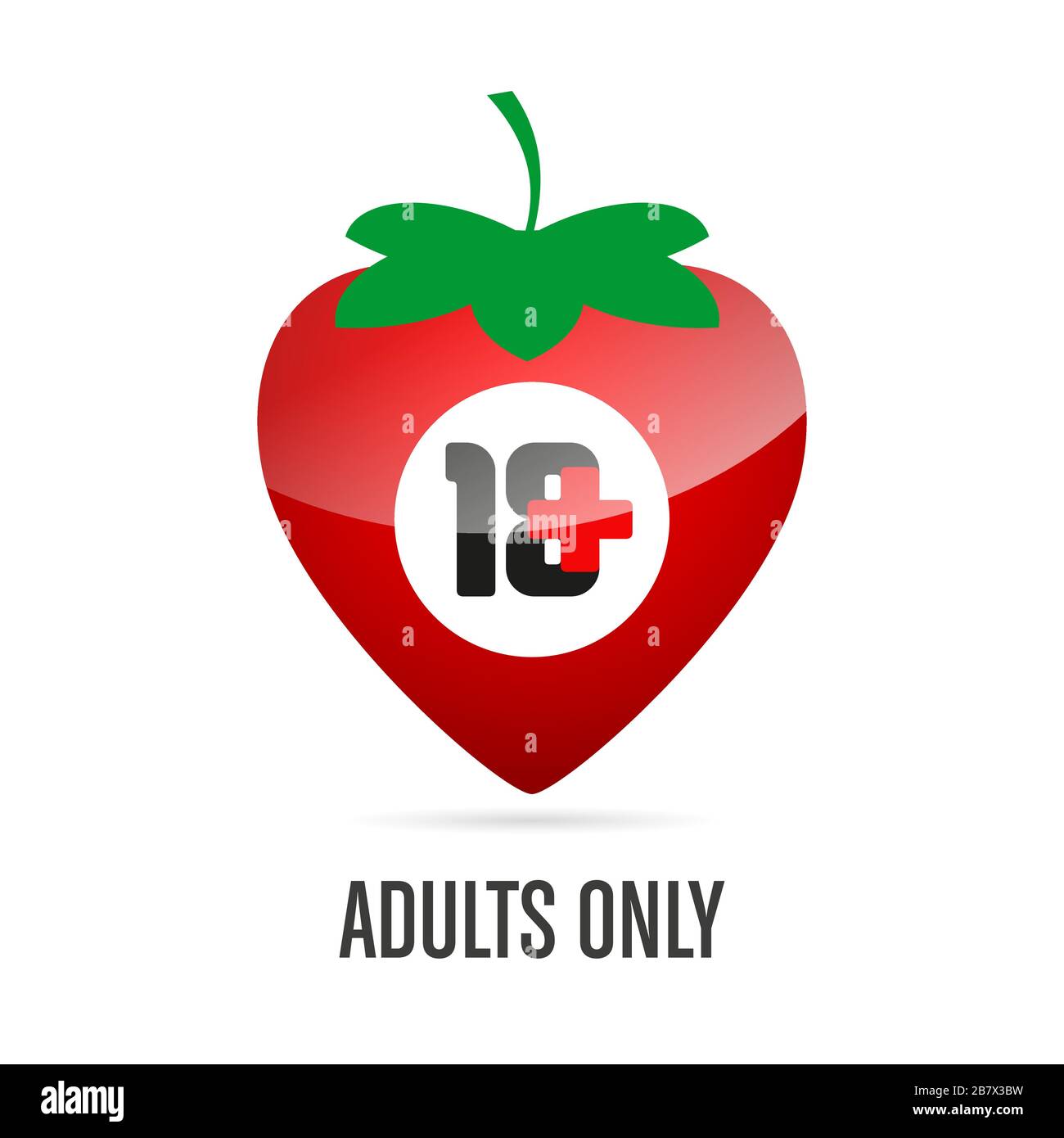 18 plus age limit sign in the shape of a red strawberry and the ...