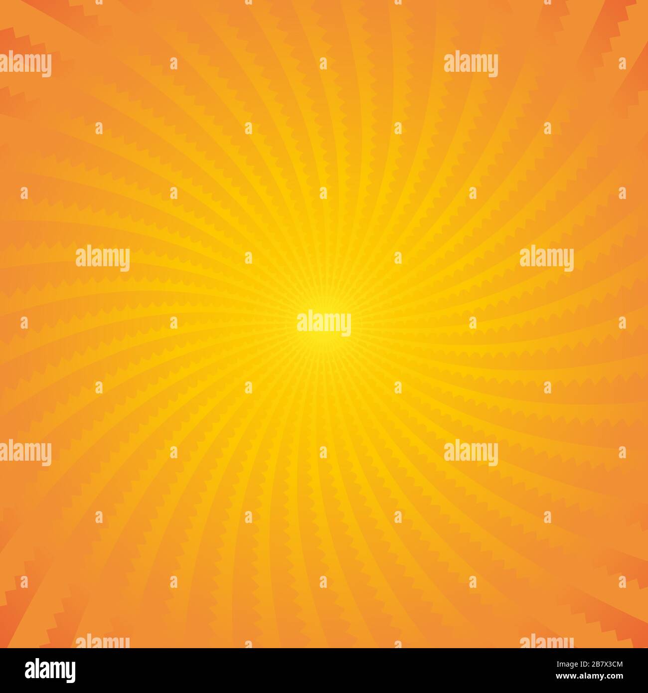 Abstract background with orange and yellow halftone shaped swirling sun ...