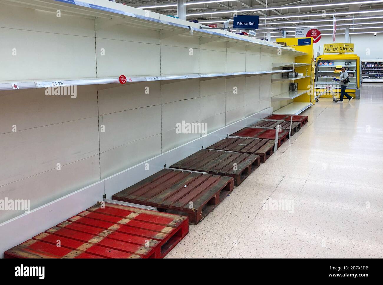 Empty shelves at a Tesco store in Leicester due to the coronavirus ...