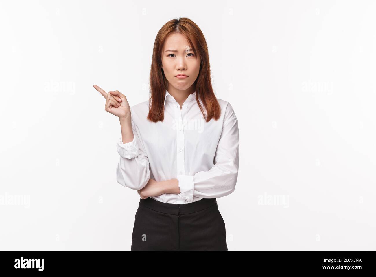 Portrait of upset and distressed asian female entrepreneur, sulking ...