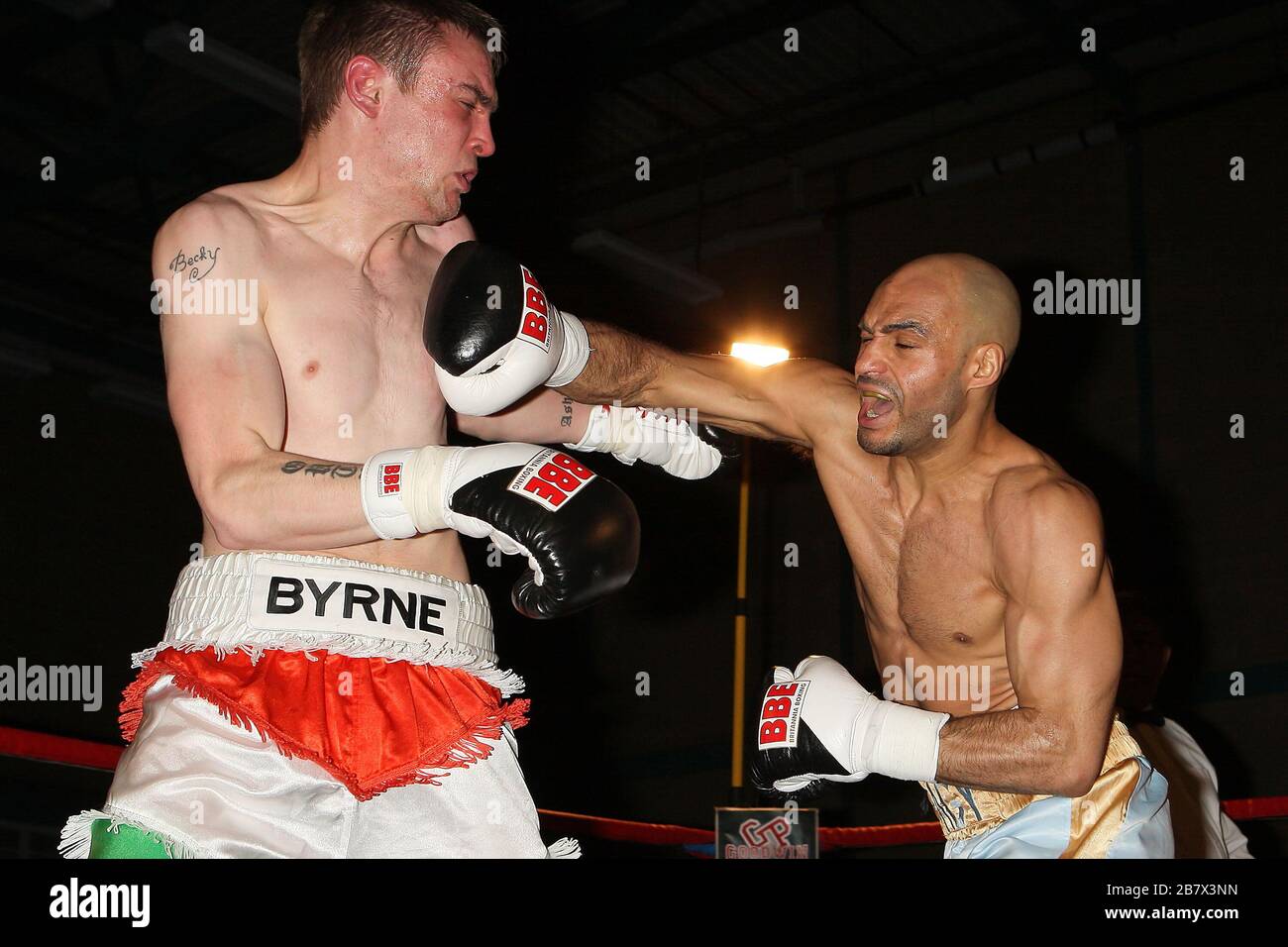 Kris AgyeiDua (light blue shorts) defeats Louis Byrne in a Middleweight ...