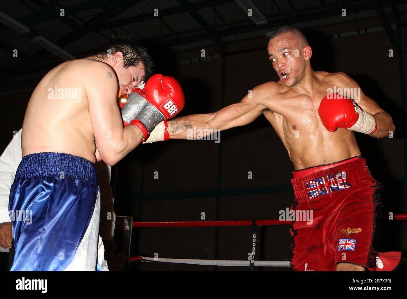 Michael Norgrove (red shorts) defeats Jan Balog in a LightMiddleweight ...