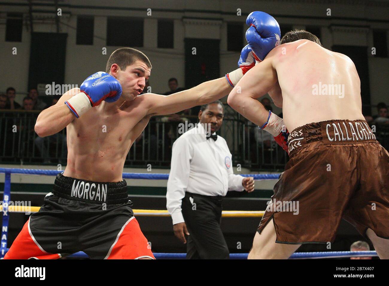 Billy Morgan (black/red shorts) defeats Marc Callaghan in a Lightweight ...