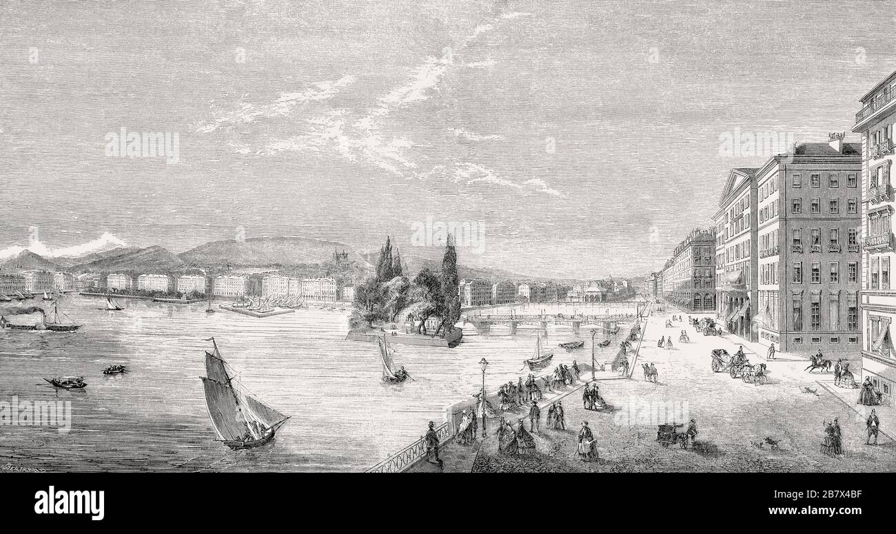 Vintage view of geneva hi-res stock photography and images - Alamy