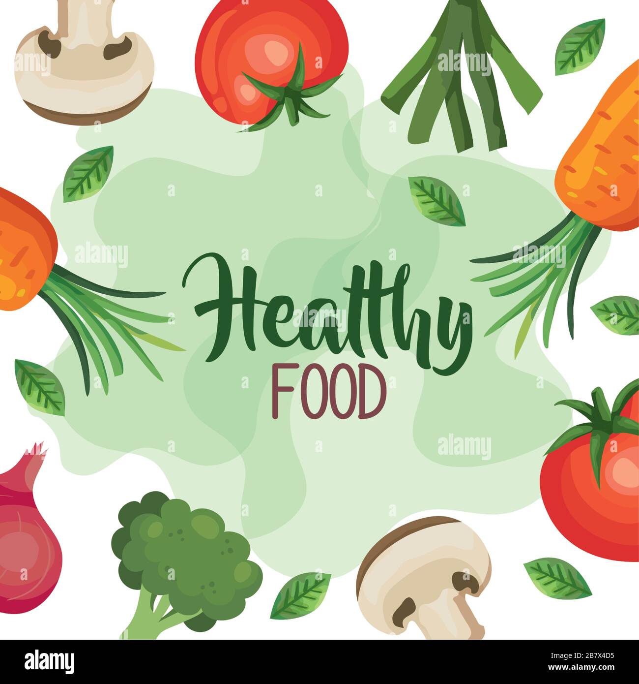healthy food poster with frame of vegetables Stock Vector Image & Art ...