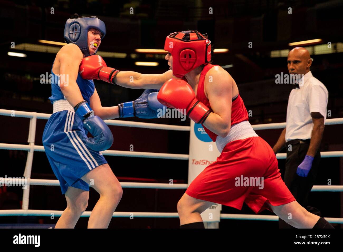 London, UK. 15-03-20. Helina Bruyevich (BLR) RED fights Lenka ...