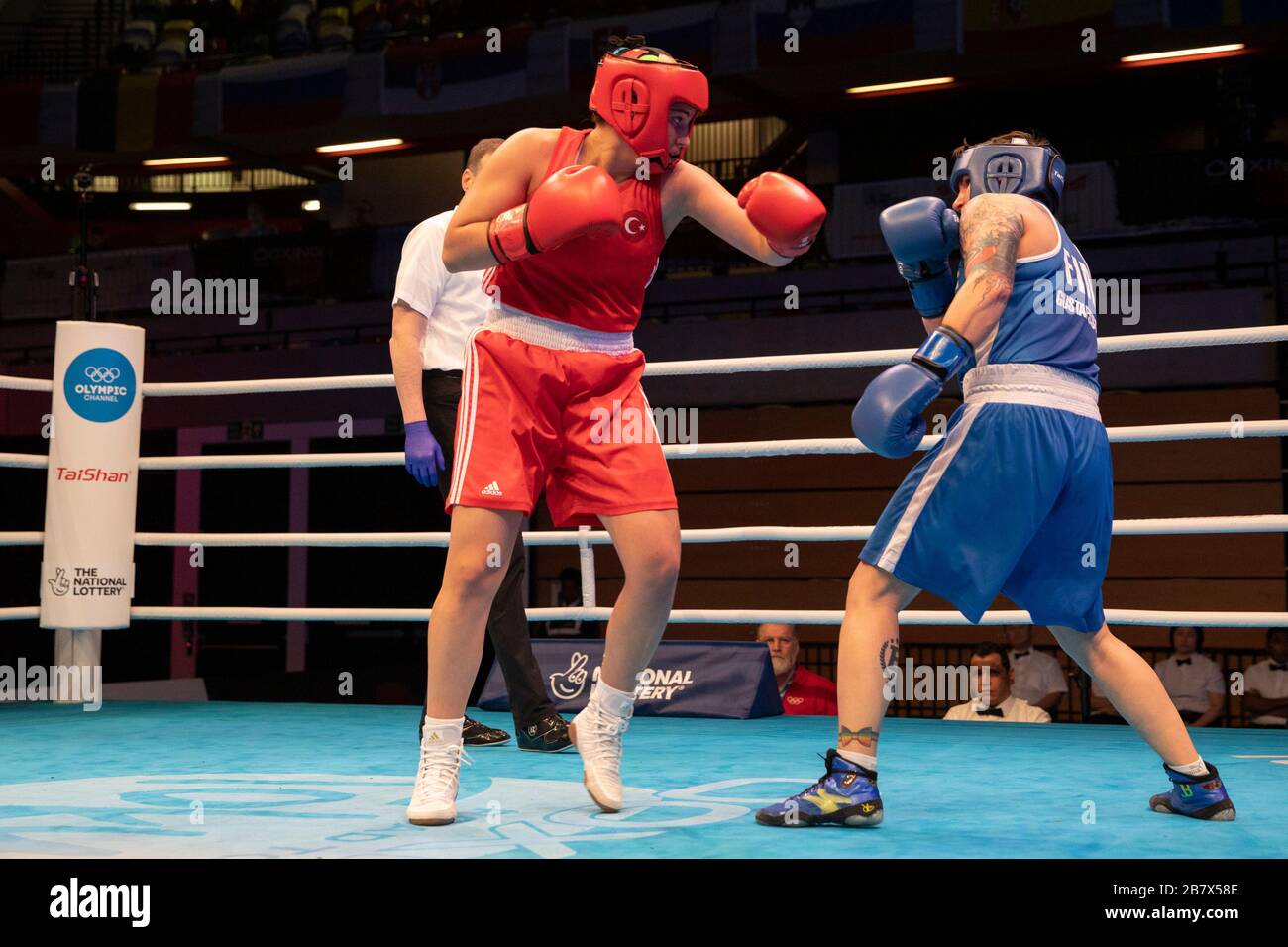 London, UK. 15-03-20. Busenaz Surmeneli (TUR) RED fights Elina ...