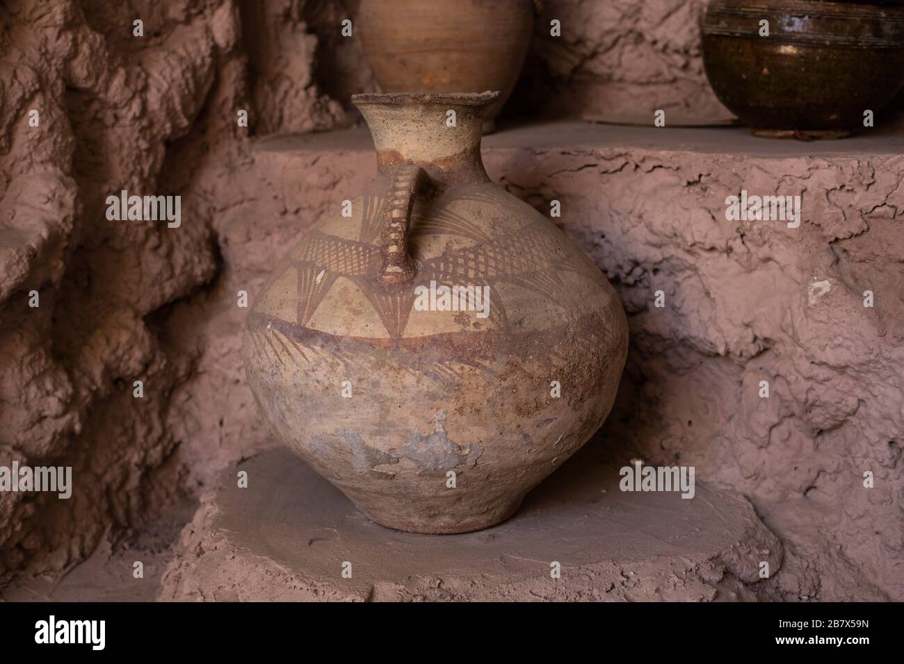 old clay pot. Ancient terracotta pot from the excavations. Painted ...