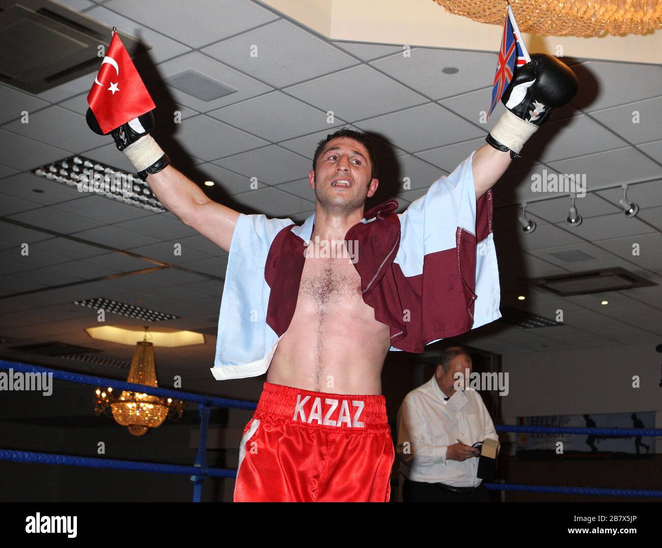 Ghokan Kazaz (Walthamstow, red shorts) defeats Sherman Alleyne in a ...