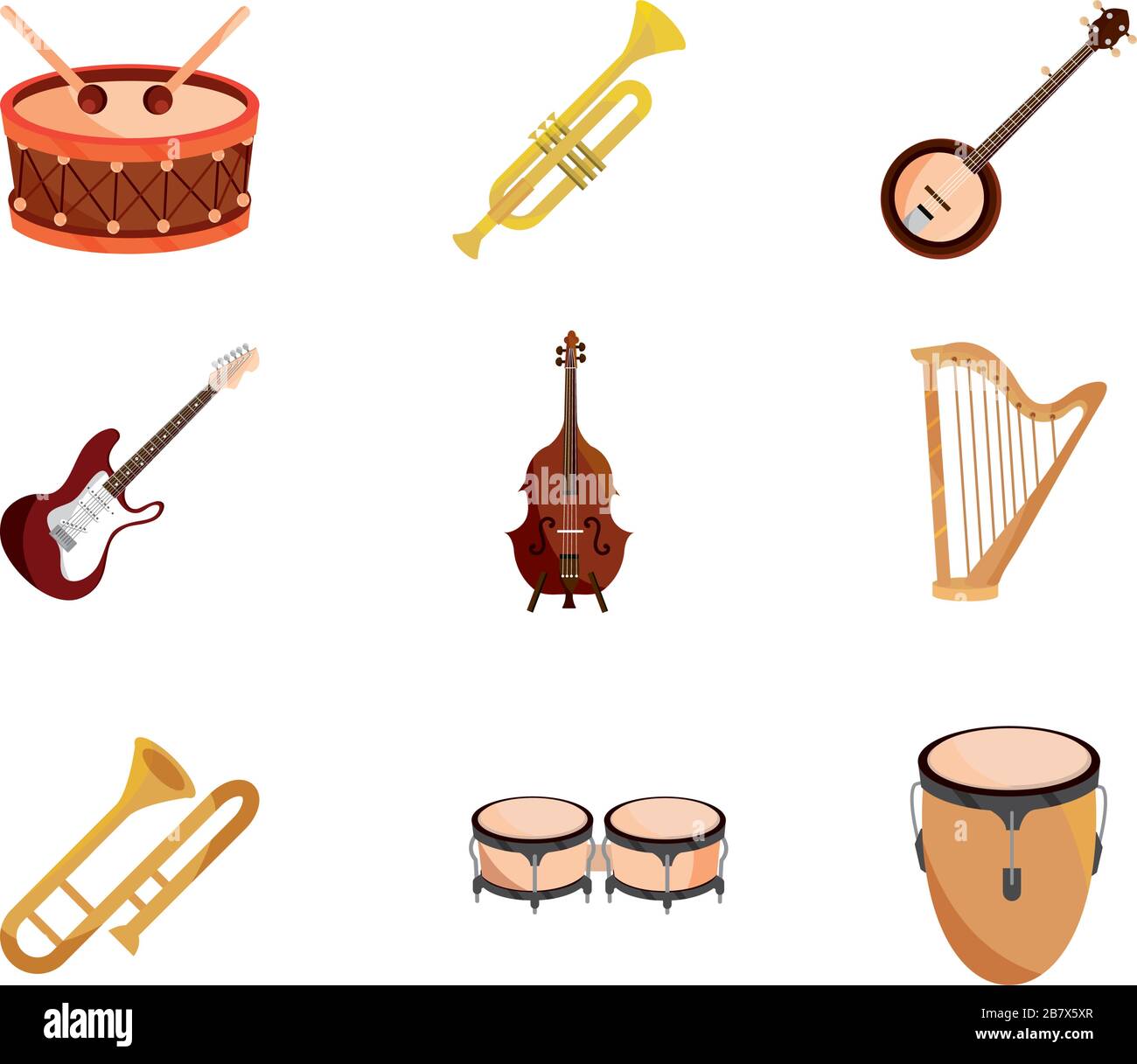 musical instruments string wind percussion icon set vector illustration ... musical instruments string wind percussion icon set vector illustration ...