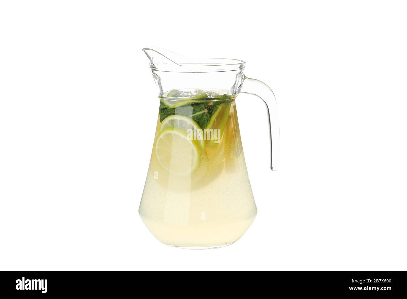 Glass jug of lemonade isolated on white background Stock Photo - Alamy