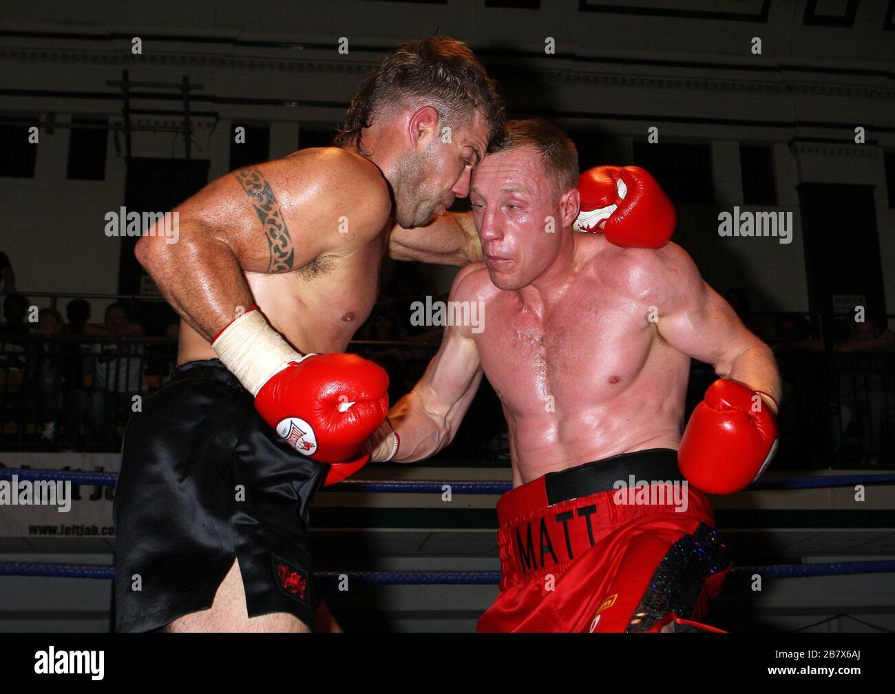 Matt Jack (red shorts) defeats Adam Wilcox in a Super-Middleweight ...