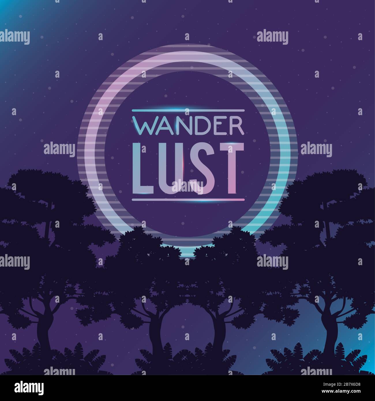 wanderlust poster with trees forest scene Stock Vector Image & Art - Alamy