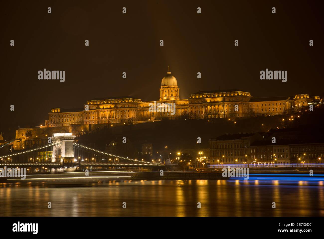 Budapest at night - Buda castle view Stock Photo - Alamy